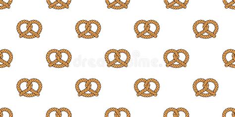 Pretzel Seamless Pattern Rope Lasso Cookie Cartoon Doodle Vector Snack
