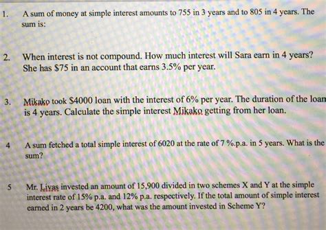 Solved A Sum Of Money At Simple Interest Amounts To 755 In 3