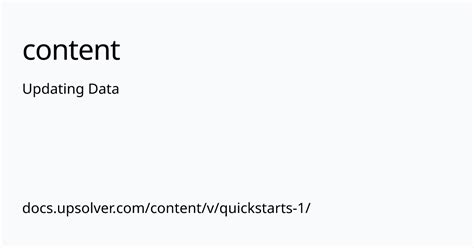 Updating Data Quickstarts Content