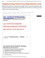 100 Top Database Management System Questions And Answers For Course Hero