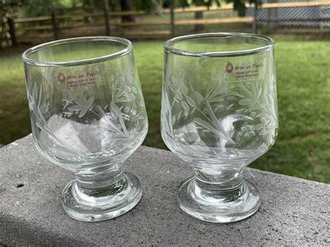 Arte En Pepita Mexico Hand Cut Clear Glass Footed Drinking Glasses Goblets 4625 Ebay