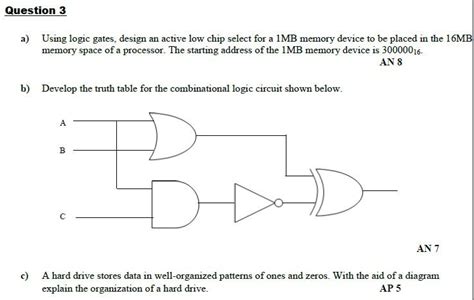 Solved Question A Using Logic Gates Design An Active Low Chegg