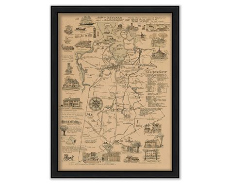 Pictorial Map Of Hingham Massachusetts 1635 To 1927