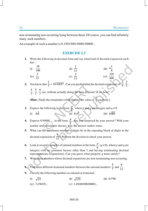 Ncert Book For Class 9 Maths Chapter 1 Number System