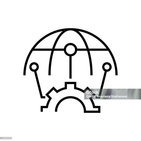 세계 링크 선 아이콘 개념 기호 윤곽선 벡터 그림 선형 기호 에 대한 스톡 벡터 아트 및 기타 이미지 개념