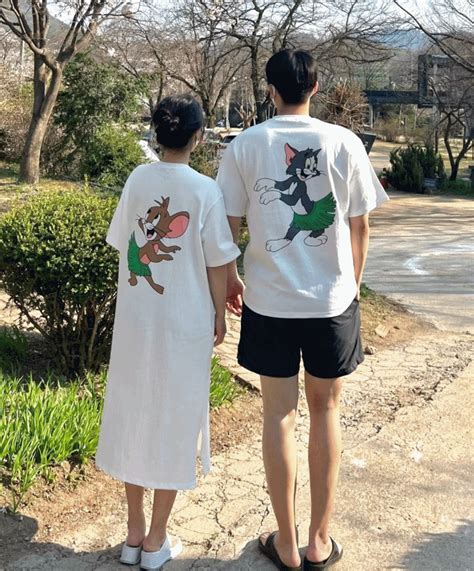 당일출고 여름휴가룩 톰과제리 반팔티 롱원피스 오버핏 커플룩 시밀러룩 남녀공용 트윈룩 커플잠옷 에이블리