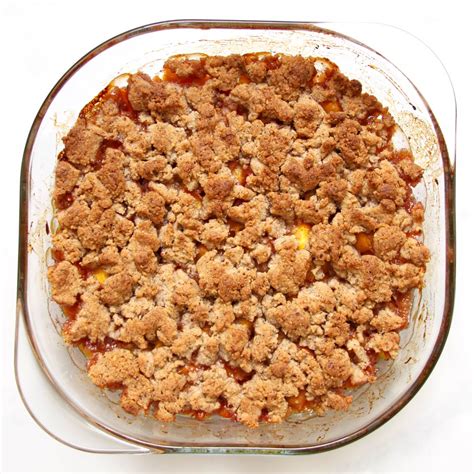Easy Peach Crumble No Peeling Peaches Low Sugar Carbgirl