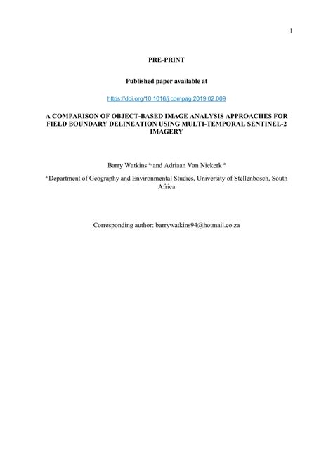 pdf pre print a comparison of object based image analysis approaches for field boundary