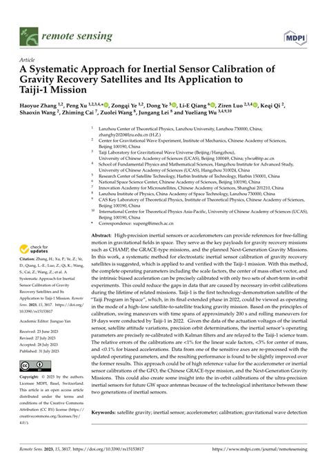 Pdf A Systematic Approach For Inertial Sensor Calibration Of Gravity Recovery Satellites And