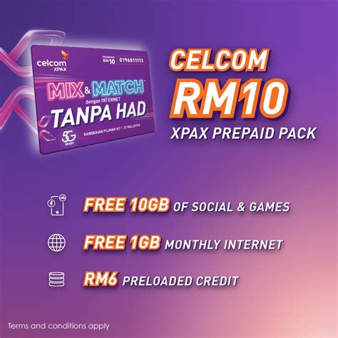 Celcom Rm10 Xpax Prepaid Pack Rm38 Unlimited Monthly Internet