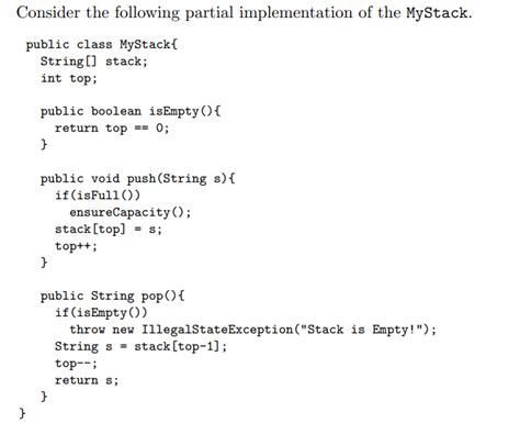 Solved Consider The Following Partial Implementation Of The