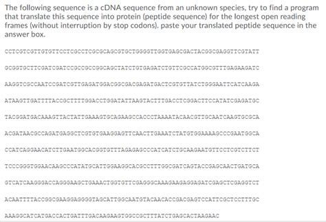 solved the following sequence is a cdna sequence from an