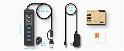 RSHTECH Powered USB Hub Port USBC Hub With X Gbps Data