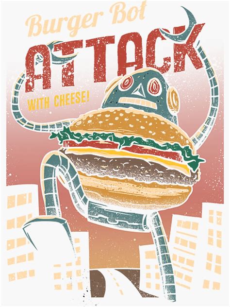Burger Bot Sticker For Sale By Inisiangga Redbubble
