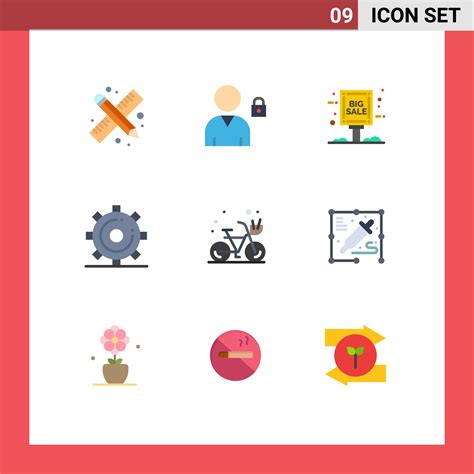 9 Thematic Vector Flat Colors And Editable Symbols Of Cycle Search Big Sale Page Media Editable