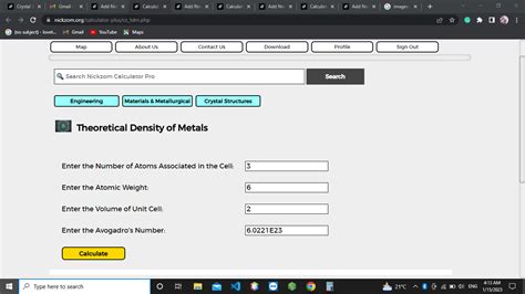 How To Calculate And Solve For Theoretical Density Of Metals Crystal Structures