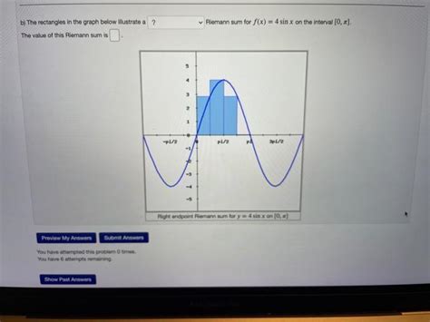 solved riemann sum for f x 4 sinx on the interval o ]