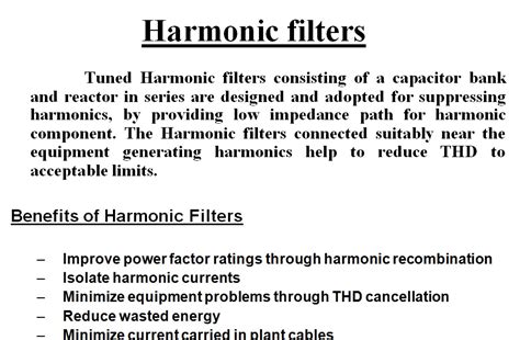 Technical Data Bank Of Electrical Engineering HARMONIC FILTER
