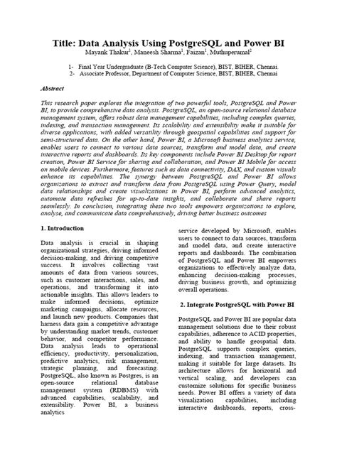 Title Data Analysis Using Postgresql And Power Bi Pdf Postgre Sql