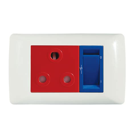 Diamond Single Dedicated Socket Red Double Pole Switched Blue On X Yoke With White