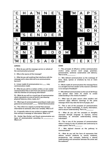 Purposive Communication Crossword Puzzle Activity Pdf Communication Information