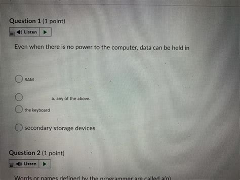 Solved Ram Question 8 1 Point Saved Listen The