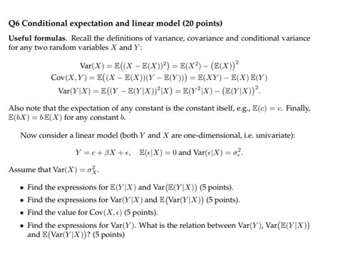 Solved Q6 Conditional Expectation And Linear Model 20