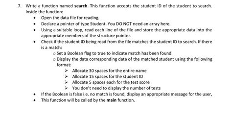 Solved 7 Write A Function Named Search This Function