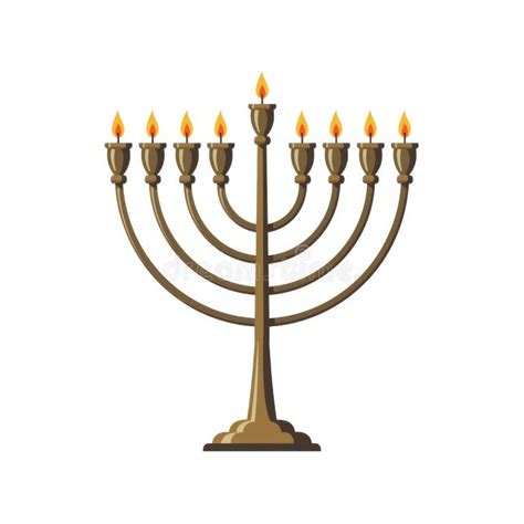 Golden Menorah With Lit Candles Pixel Art Stock Illustration
