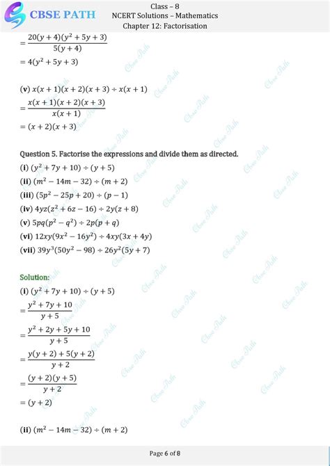Ncert Solutions For Class 8 Maths Exercise 123 Factorisation Cbse Path