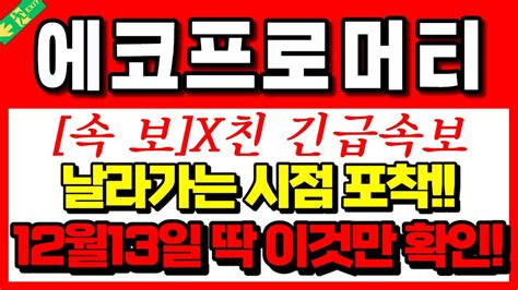 에코프로머티 주가분석 세력 포착 완료 12월13일 매수타점 나온다 날라가는타이밍까지 역대급 변동성 에코프로 클로즈드루프에코시스템 Youtube