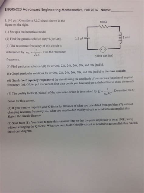 Solved Consider A RLC Circuit Shown In The Figure On The Chegg