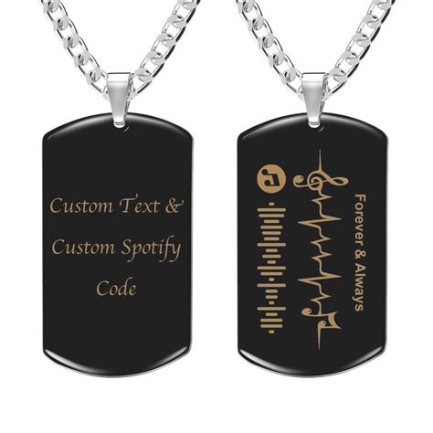 Custom Spotify Code Necklace Engraved Tag Necklace Music Staff Mademine Custom Drop Shipping