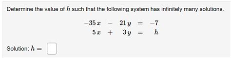 Solved Determine The Value Of H Such That The Following Chegg Com
