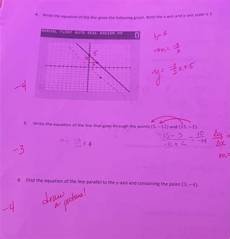 solved 4 write the equation of the line given the following