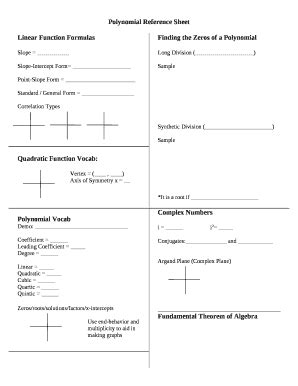 Polynomial Reference Sheet Doc Template PdfFiller