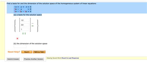 solved find a basis for and the dimension of the solution