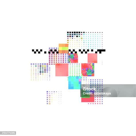 다채로운 글리치 화면 요소 벡터 배경 디지털 픽셀 및 노이즈 오류 비디오 손상 신호 사각형 및 점 테크놀로지에 대한 스톡 벡터 아트 및 기타 이미지 Istock