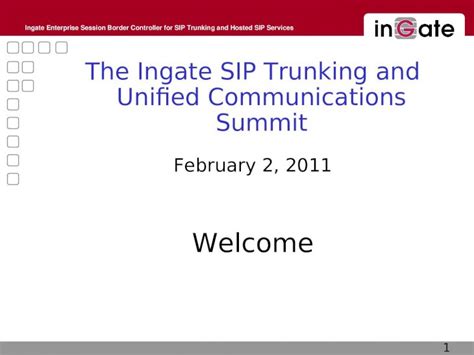 Ppt Ingate Enterprise Session Border Controller For Sip Trunking And