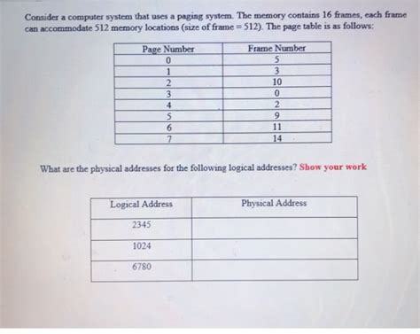 Solved Consider A Computer System That Uses A Paging System Chegg