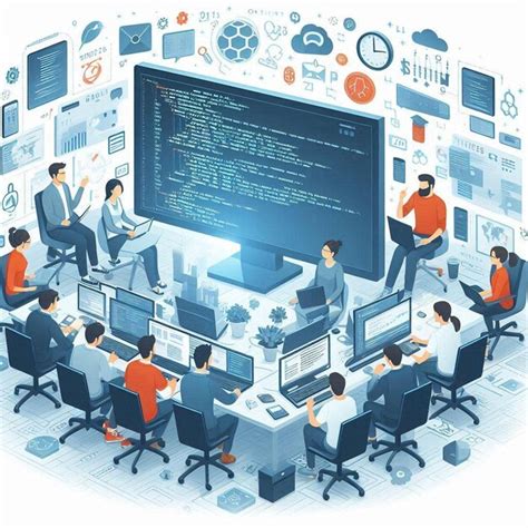 Software Developers Collaborating On Complex Programming Problem