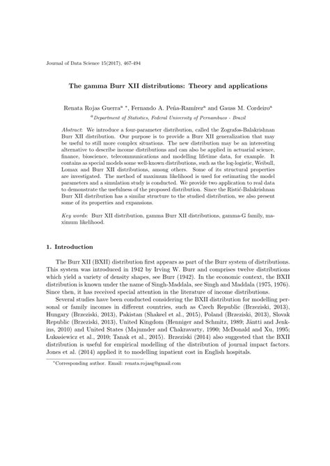 Pdf The Gamma Burr Xii Distributions Theory And Applications