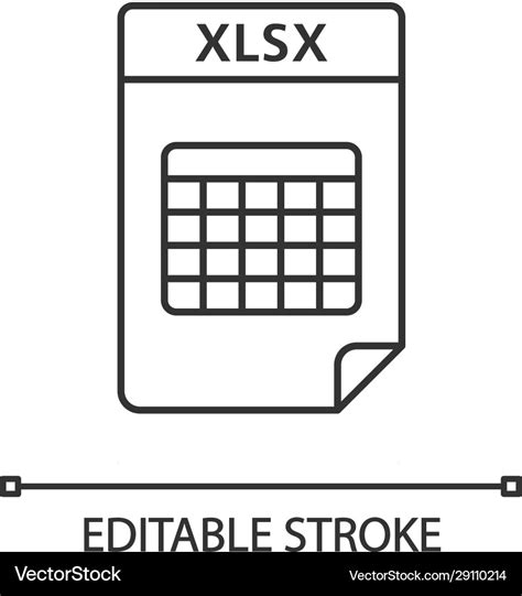 Xlsx File Linear Icon Spreadsheet File Format Vector Image