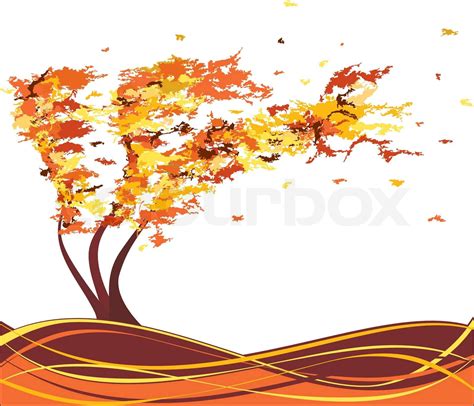 Autumn Grunge Tree In The Wind Vector Stock Vector Colourbox