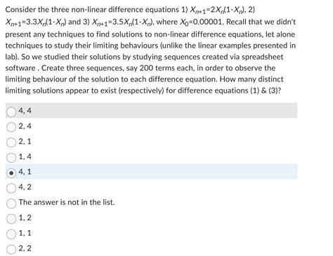 Solved Consider The Three Non Linear Difference Equations