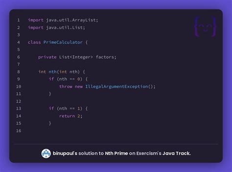 binupaul s solution for nth prime in java on exercism