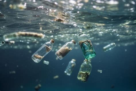 Premium Ai Image Plastic Bottles And Microplastics Floating In The Ocean
