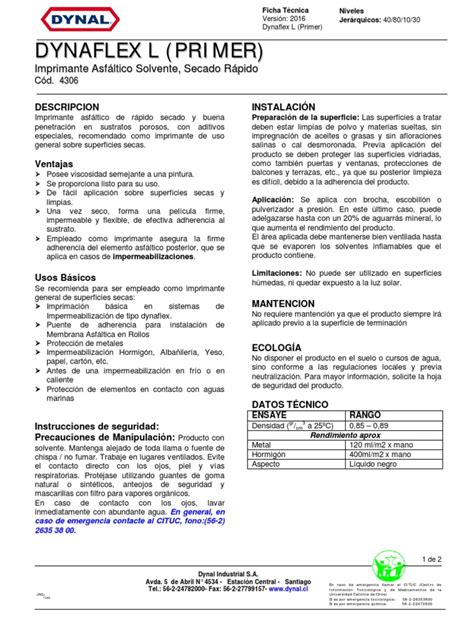 Dynaflex L Primer Pdf Agua Materiales