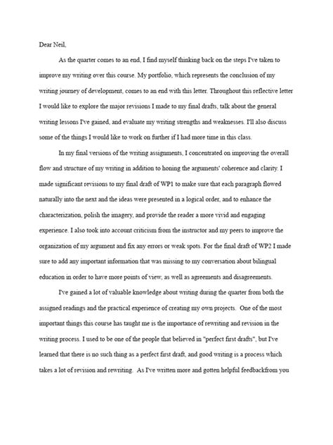 Reflective Letter Pdf Writing Thought