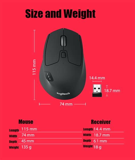 M720 Unifying Dual Mode Wireless Large Handed Side Buttons Comfortable Mouse High Quality M720